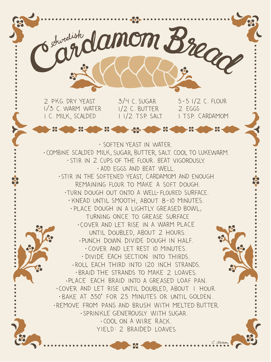 Cardamom Bread Recipe Print – Elizabeth Ahlem